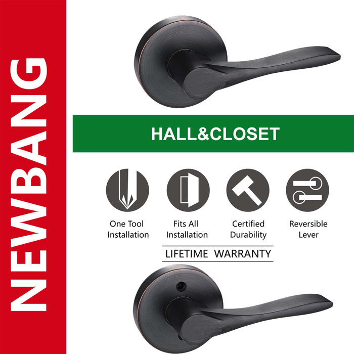 NEWBANG Passage Lever Door Handle [Non-Locking Lever Set] For Hallway ...